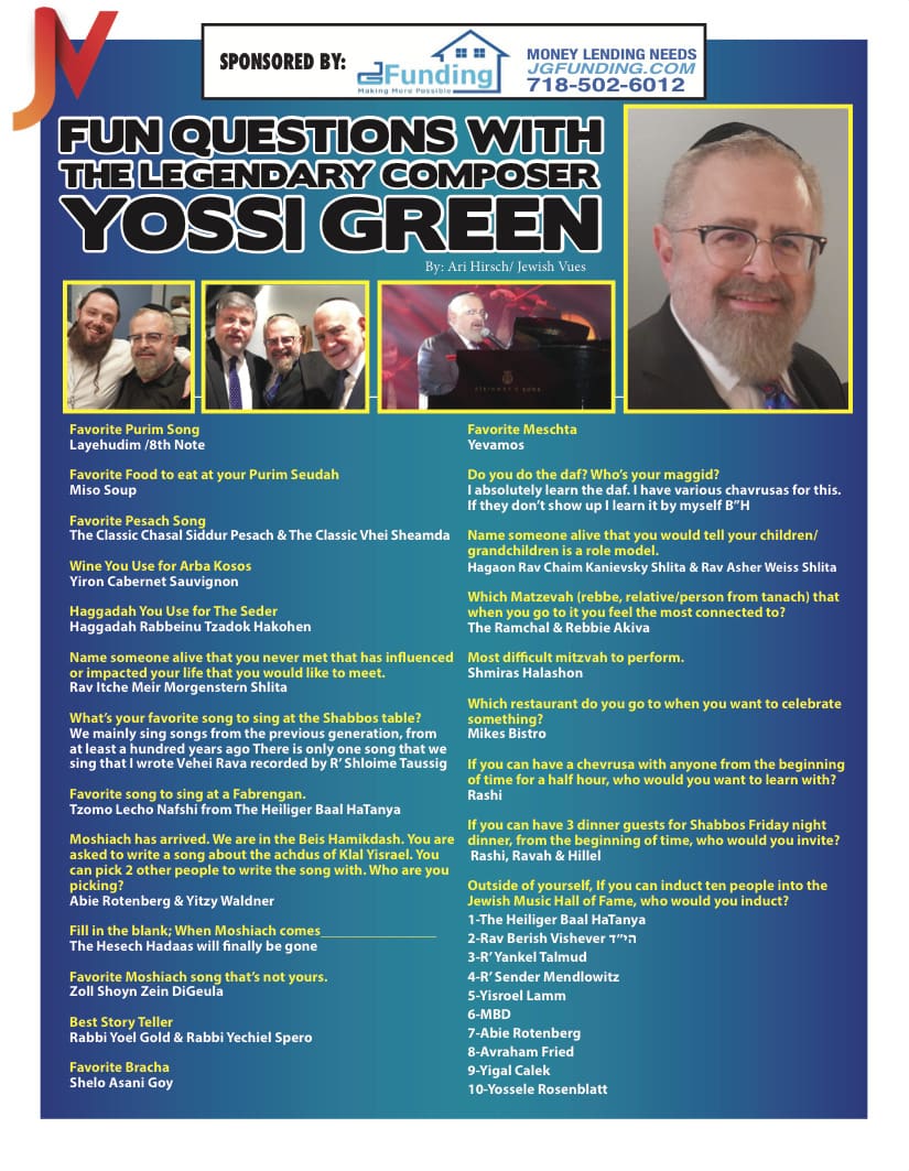 The Jewish Vues | Fun Questions With the Legendary Composer Yossi Green
